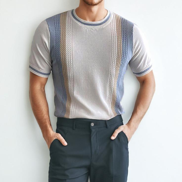 rounded knit vertical t-shirt – Blannca